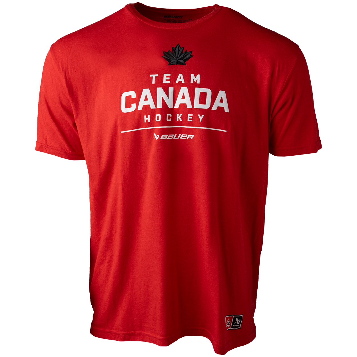 Hockey Canada Iihf Bauer Mens Red Stacked T Shirt