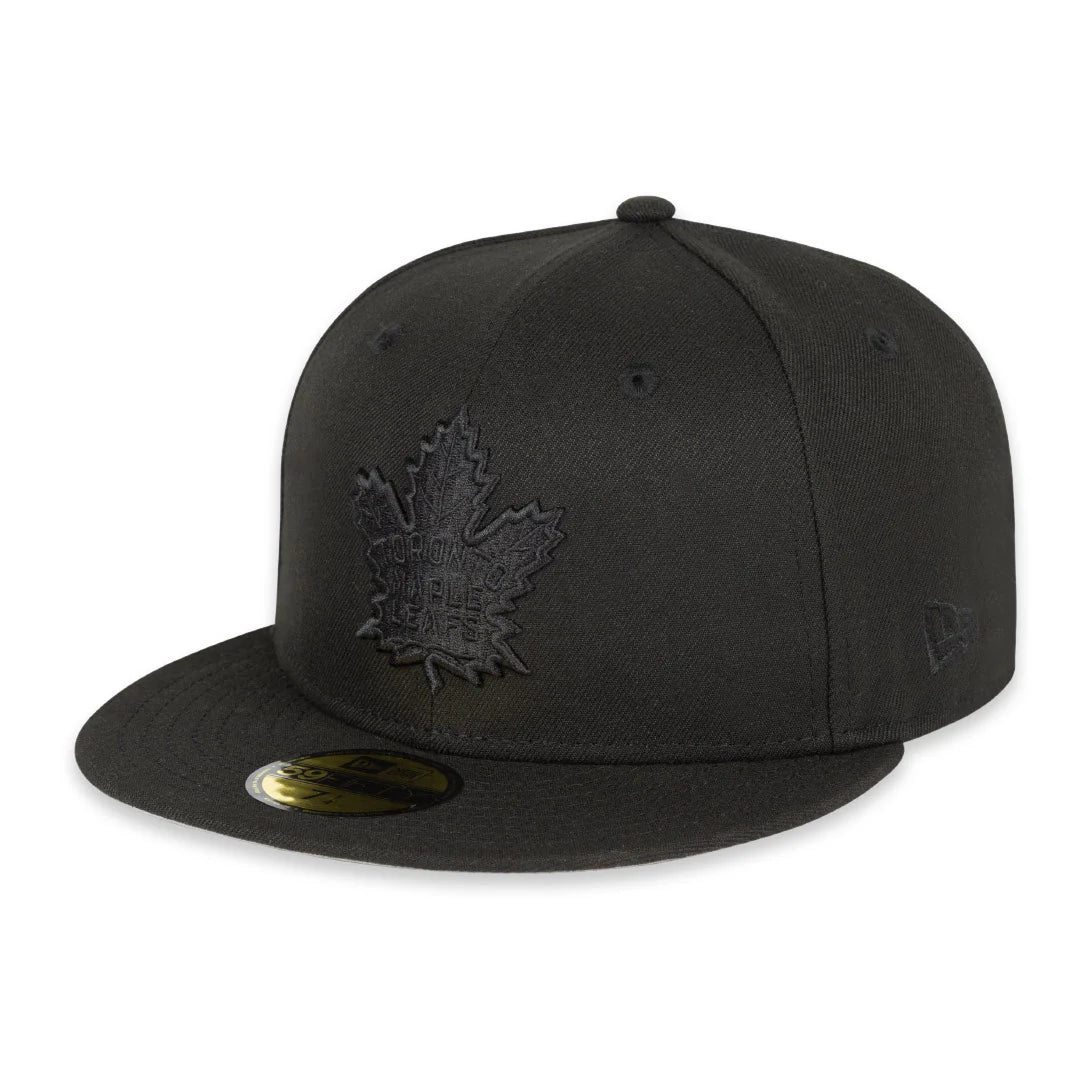 Toronto Maple Leafs NHL New Era Men's Black on Black 59Fifty Fitted Ha