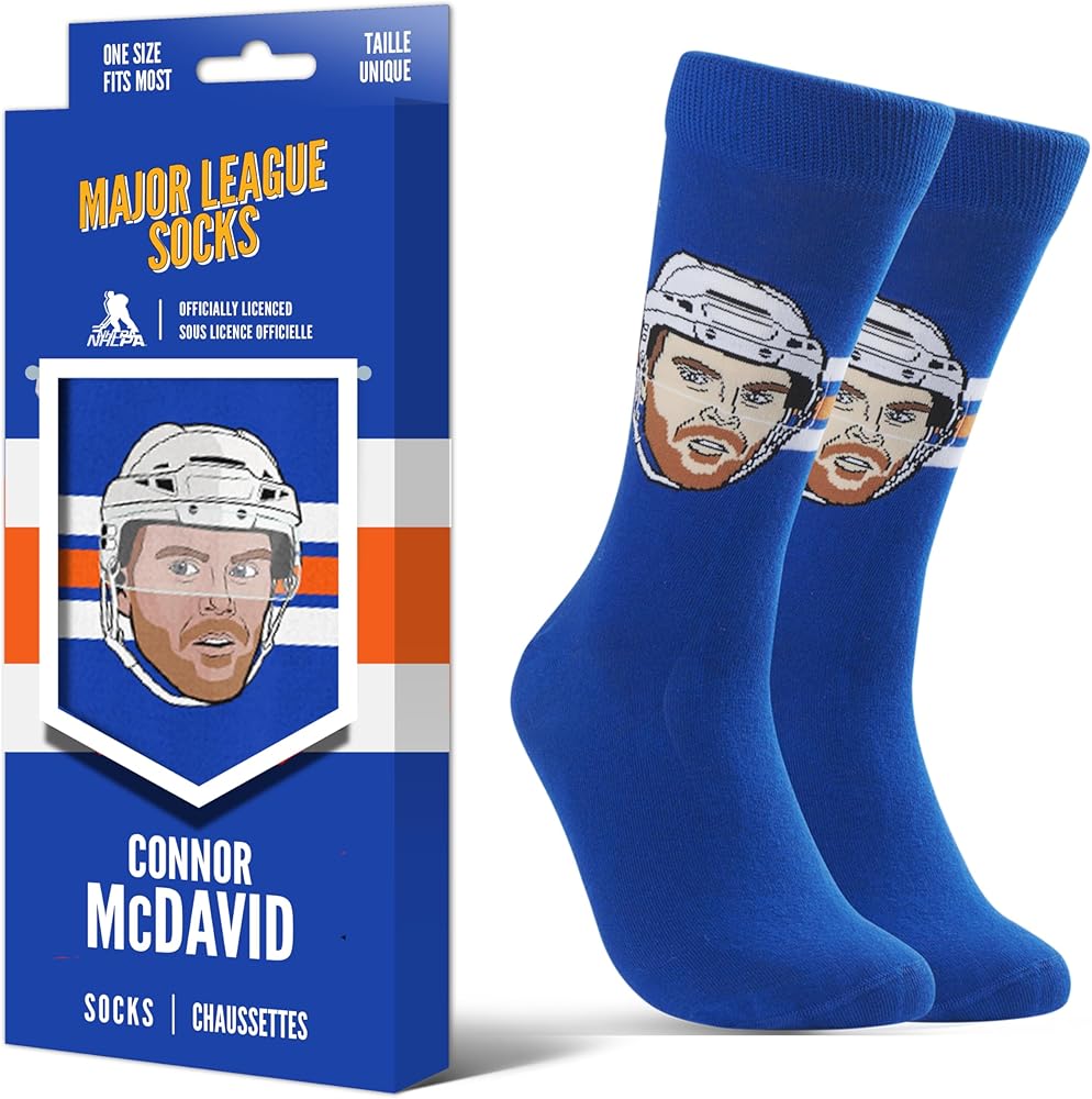 Connor McDavid Edmonton Oilers NHL Major League Socks Men's Royal Crew