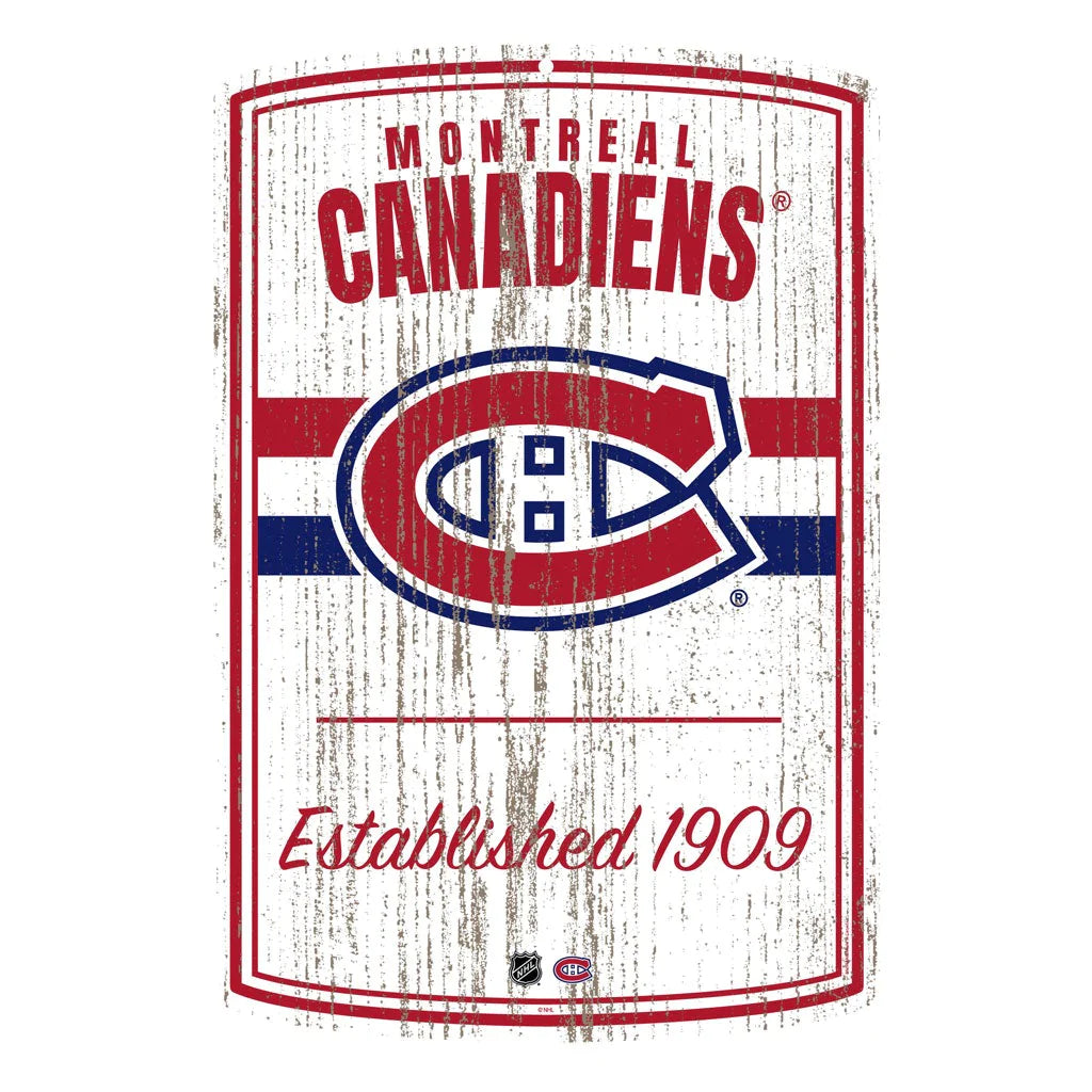 Montreal Canadiens NHL 16" x 23" White Established Faux Wood Wall Sign